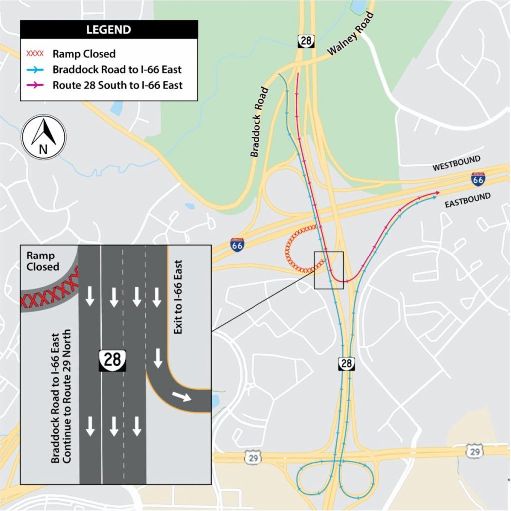 New Ramp from Route 28 South to I-66 East to Open on Left Side of Route ...