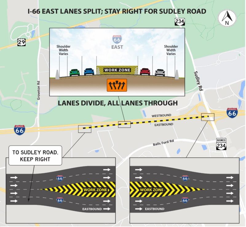 I-66 East Travel Lanes Approaching Route 234 Business (Sudley Road) to ...