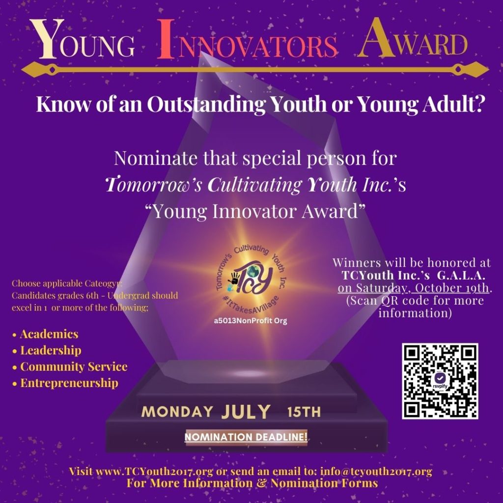 Young Innovators Award - Tomorrow's Cultivating Youth Inc. | Prince ...