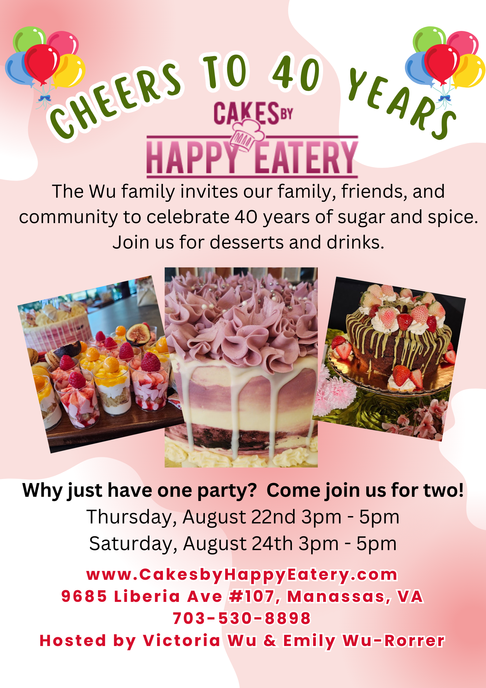 Cakes by Happy Eatery 40th Anniversary on Local TV | Prince William Living