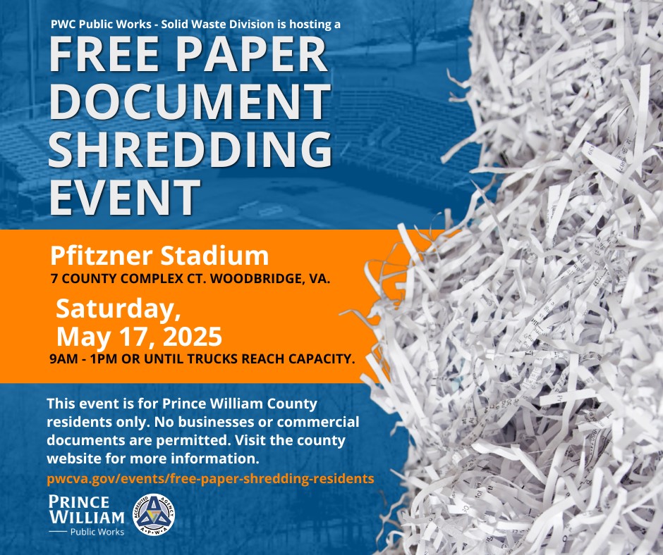 Spring Paper Shredding Event at Pfitzner Stadium | Prince William Living